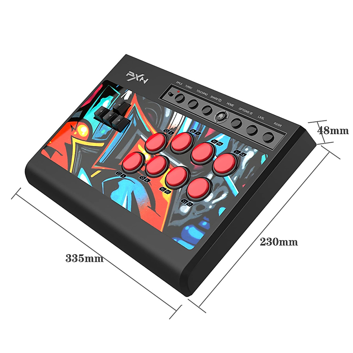 PXN-X8 Arcade Fight Stick Mechanical direction button controller with TURBO Macro Functions Plug and play Arcade Fighting For PC, PS3, PS4, Xbox One Xbox Series X/S Android TV Box, N-Switch