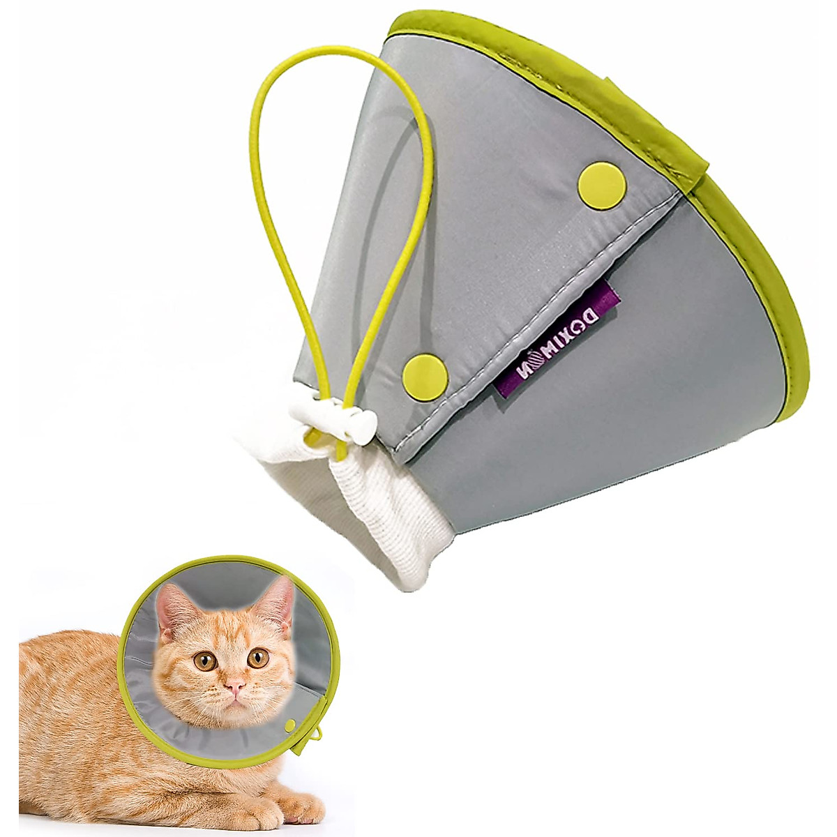 BANBANGO Cat Cone Collar Soft, Adjustable Cat Recovery Collar, Cat Cones After Surgery, Cat Neck Cone for Cats Kittens (Grey, Small)
