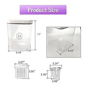 Qiveno Airtight Rice Storage Bin Flour Storage Container 11 L/10.5qt/10kg, Clear Food Container with Measuring Cup Airtight Lid for Kitchen Pantry Organization and Storage