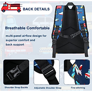 LEDAOU Toddler Kids Backpack for Boys Car Pattern Preschool Kindergarten School Backpack Bookbag School Bag with Chest Strap (Car Airplane)