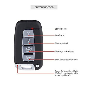 EASYGUARD EC003N-K Car Alarm System keyless Entry pke Remote Engine Start Stop Push Start Stop Automatically Lock or Unlock car Door Universal Version fits for Most dc12v Cars