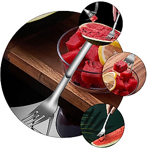 DOITOOL 2PCS Watermelon Slicer Cutters, 2 in 1 Watermelon Fork Slicers, Summer Watermelon Fruit Cutting Fork, Stainless Steel Fruit Forks Slicer Knife for Family Parties Camping