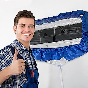 Waterproof Split Air Conditioner Cleaning Kits- Wall Mounted Air Conditioning Dust Washing Clean Cover with 9.2ft Water Pipe Support Plates Air Conditioner Service Bag for Household AC Units (Size L)
