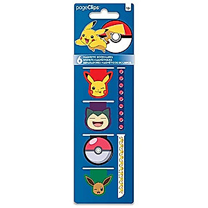 Pokemon Page Clips Pickachu School Supplies Bundle ~ 6 Pokemon Bookmarks Magnetic Page Clips for Kids | Pokemon Office Supplies with Notepad and Stickers