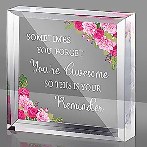 Inspirational Appreciation Gifts Sometimes You Forget You're Awesome Coworkers Thank You Gifts New Year Birthday Present Acrylic for Mother Women Friends Coworkers (Flower)