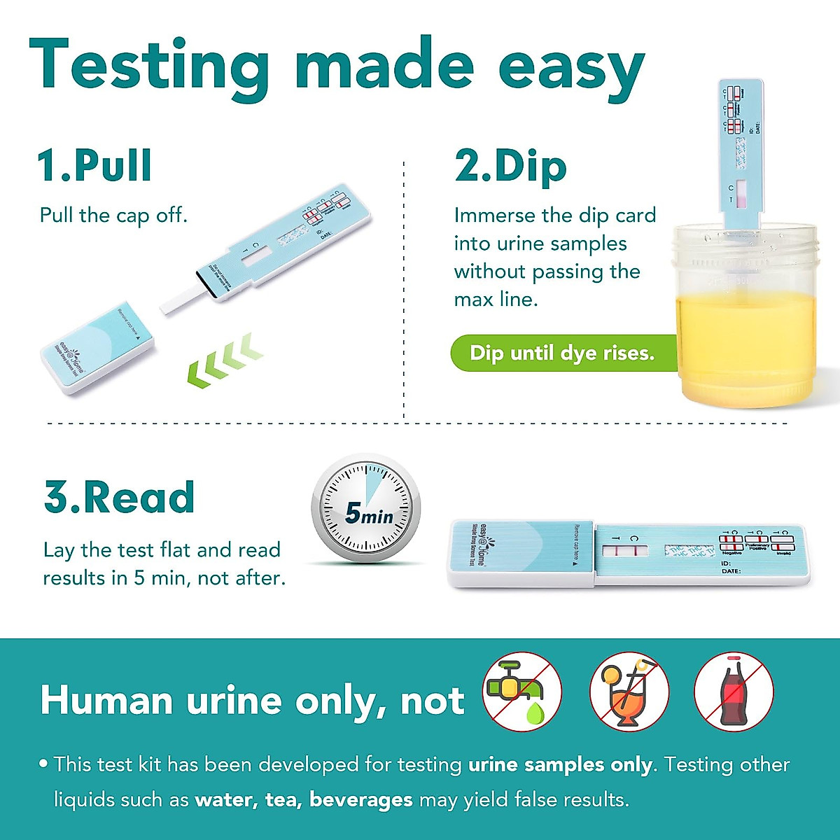 15 Pack Easy@Home Marijuana (THC) Single Panel Drug Tests Kit - #EDTH-114