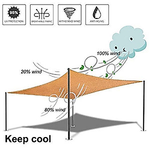 Rectangle Sun Shade Sail Canopy, 6' x 8' Patio Shade Cloth Outdoor Cover - Sunshade Fabric Awning Shelter for Pergola Backyard Garden Carport (Sand)