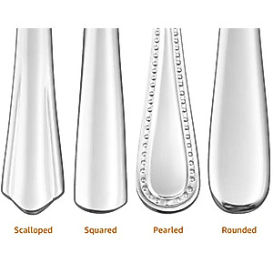 Amazon Basics Stainless Steel Dinner Spoons with Round Edge, Pack of 12, Silver