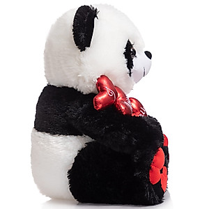 HollyHOME I Love You Panda Stuffed Animal Plush Panda with Red Hearts and Bow Sweet Plush Toy for Valentine's Day 20 inch