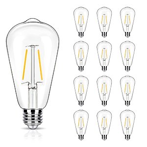 winsaLED 12 Pack 2w LED Edison Bulbs, 25 Watt Light Bulbs Equiv, 2700K Soft Warm with E26 Standard Base, LED ST19 Low Watt Light Bulbs, Not-dimmable, 120V