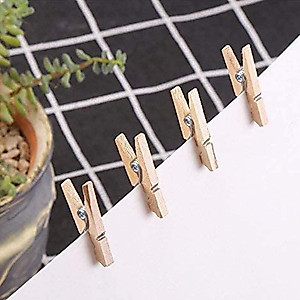 Mini Clothespins,200 Pcs Natural Wooden Photo Clips and 20 Meters Jute Twines for Photo Wall Decoration Craft Pins Pegs Scrapbooking Postcard Art Work Display