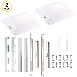 ONLTCO Expert RV Vent Lid Replacements (2-Pack) - Universal Fit for Trailers, Campers & Motorhomes, White Covers with Durable Metal Hinges, Compatible with Jensen, Ventline & Elixir Vents