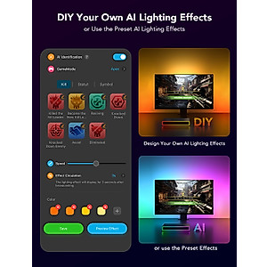 Govee RGBIC 3D Wall Light Glide, AI Sync Box with Monitor Backlight