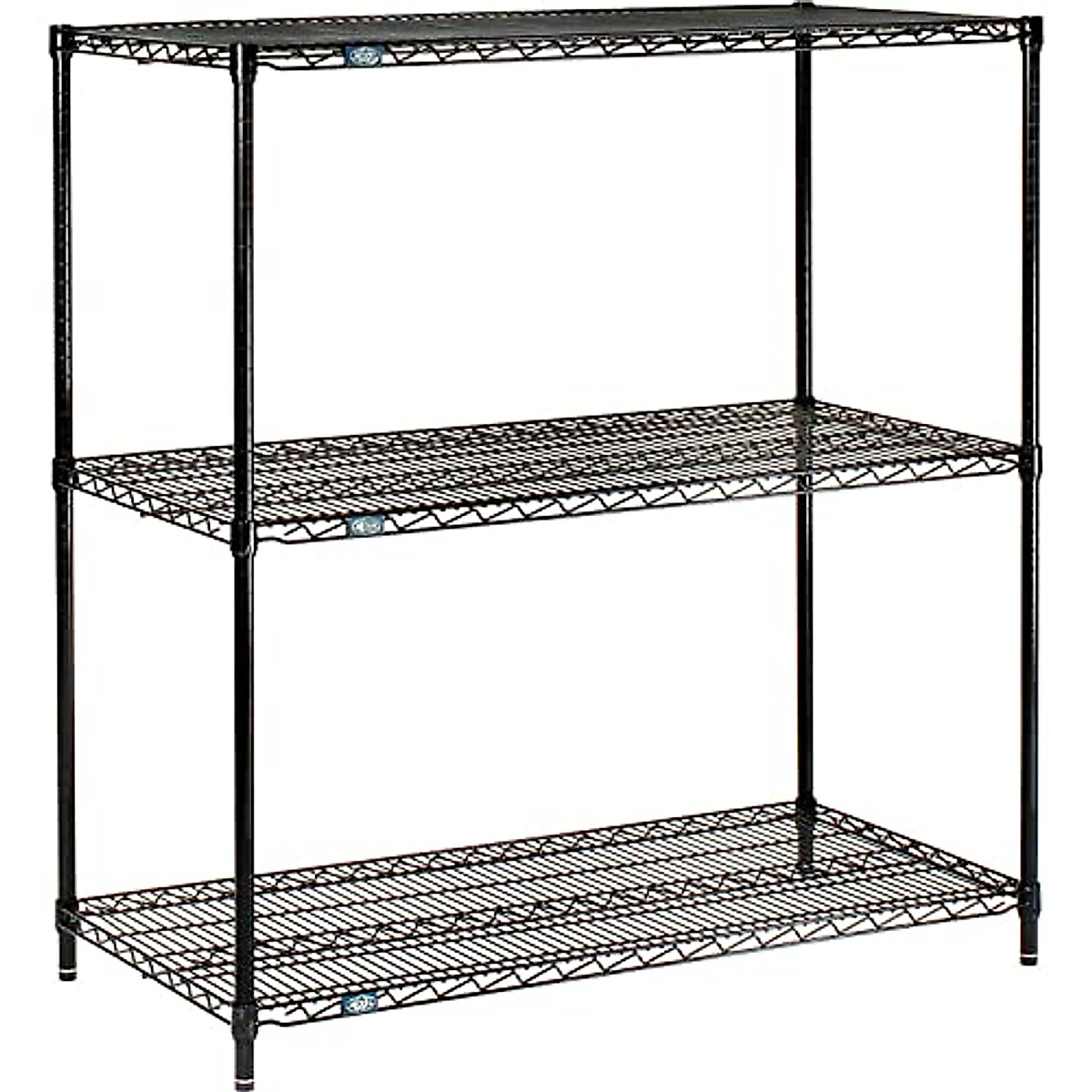 Nexel Black Epoxy, 3 Tier, Wire Shelving Starter Unit, 42"W x 21"D x 34"H