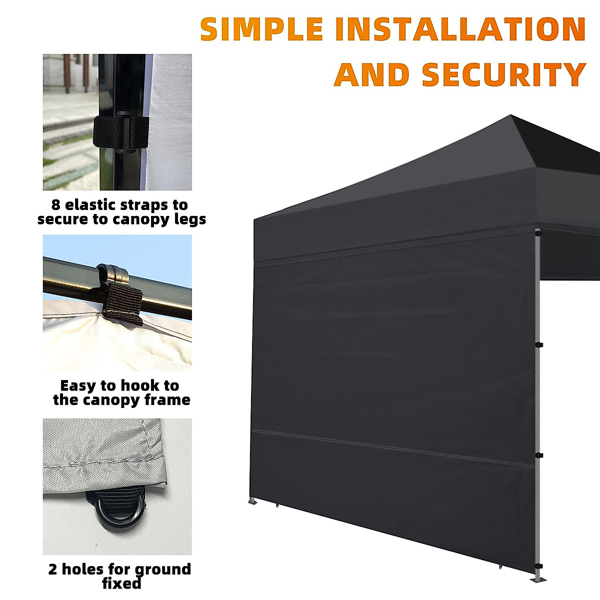 Instant Canopy SunWall 10x10 Canopy Wall Sidewall for Pop Up Canopy Tent,1 Piece Sidewall Only (10x10, Black)