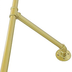 47"Gold Industrial Pipe Wall Mounted Clothing Racks for Boutique, Hanging Shelves System Metal Garment Rack Stand Bridal Wedding Dress Organization Closet Rod Retail Display Rack Storage Towel Rack