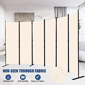 Room Divider and Folding Privacy Screens， 6 Panel Wide Room Divider Wall Screen for Room Separtition, Partition Room Dividers Fabric Panel Wall Dividers Freestanding for Office, Bedroom, Studio Dorm