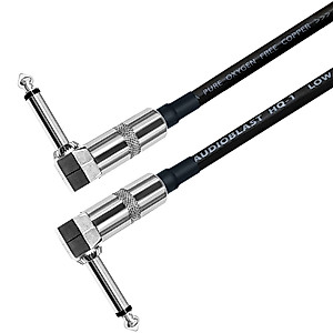 Audioblast - 2 Units - 5 Foot - HQ-1 - Ultra Flexible - Dual Shielded (100%) - Guitar Instrument Effects Pedal Patch Cable w/Eminence Right-Angled ¼ inch (6.35mm) TS Plugs & Double Staggered Boots