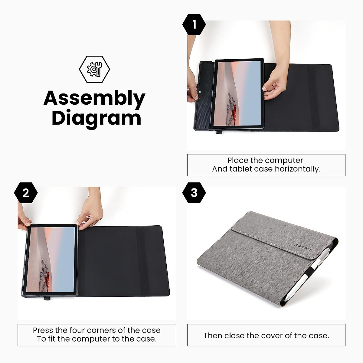 Omnpak Protective Case for Surface Go 4 2023/Go 3 2021/Go 2 2020/Go 2018 with Stylus Holder, Multiple Angle Slim Lightweight Cover, Compatible with Type Cover Keyboard（Keyboard Not Included）