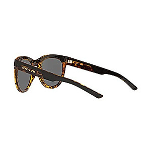 Native Eyewear Women's La Reina Polarized Round Sunglasses, Black/Tortoise/Gray, 47 mm