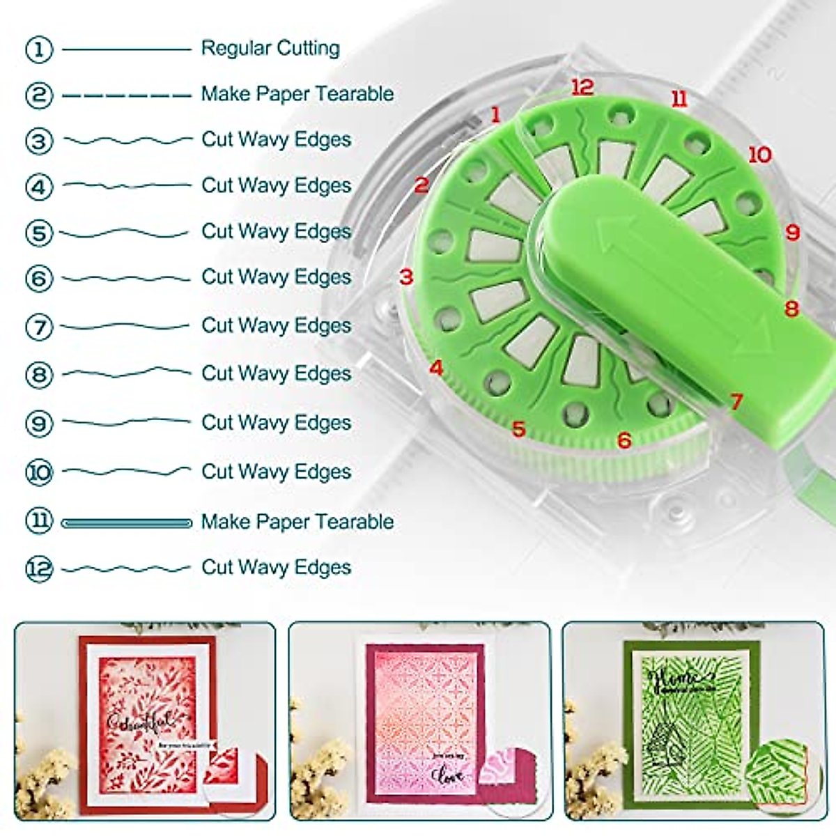12-Shapes in 1 Craft Paper Edge Cutter,Paper Dial Trimmer Dial Trimmer With Measurements Paper Cutter Machine for Scrapbooking Decorative Wave Edges Cutting Tool Zig Zag Cutting Tool for Photo Card