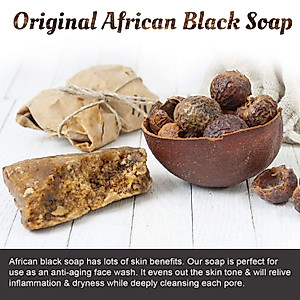 It's Pure Natural African Black Soap Bars Original (Pack of 3) Organic Raw Soap for Face & Body, Acne Treatment & Dark Spot Remover [Made in Ghana]