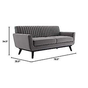 Modway Engage Channel Tufted Performance Velvet Loveseat in Gray