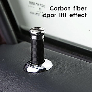 Yumfugu 4 PCS Car Modified Door Lock Knobs, Carbon Fiber Metal Automotive Door Lock Pin Covers Replacements, Universal Vehicle Bolt Pin Cover Stick Accessories Set for Trucks SUVs Cars (Black)