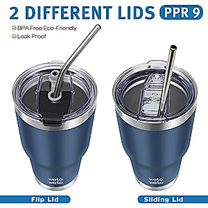 WETOWETO Tumbler Mug Lid for 30oz Coffee Mugs, 30oz Tumbler Replacement Lid, 2 Different Spill Proof Splash Lids Covers, BPA-Free