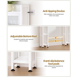 Cozivolife Over The Toilet Storage Cabinet with Acrylic Sliding Door Panel,Bamboo Organizer Shelf with 2 Toilet Paper Drawers and 1 Big Drawer,Toilet Rack for Bathroom (White)