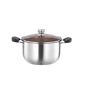 Stock Pot 3 Quart, UNOSCHRIM Stainless Steel Pot, Small Stock Pot with Glass Lid and Steam Hole, Double Handled Cooking Pot for Cooking Soup, Spaghetti, Vegetable or Heat-up Milk, All Stove Compatible