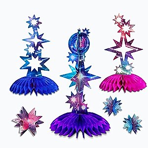 Iridescent Star Centerpiece for Party Table Decorations Celestial Shooting Aurora Galaxy Planet Starry Night Sky Wedding Birthday Bachelorette Bridal Baby Shower Anniversary Engagement Party Supplies