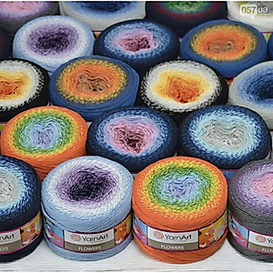 YarnArt Flowers Cotton Acrylic Blend Yarn - 55% Cotton 45% Acrylic 250gr 1094yds Multicolor Cotton Yarn Rainbow Crochet Yarn - Spring Summer 1 Fine Sport Yarn - Skein (316)