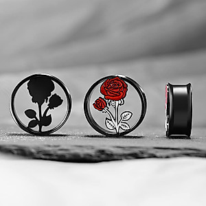 COOEAR Double Flared Gauges for Ears Rose Gold Logo Plugs and Tunnels Can't Screw Piercing Expander Stretchers Jewelry 00g to 1 Inch.