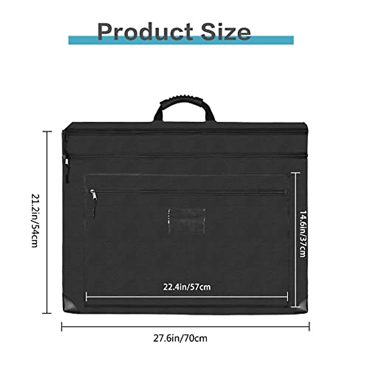 MEGREZ Art Portfolio Bag with Shoulder Strap, Portable Multi-purpose Art Portfolio Tote, 21" x 27" Waterproof Nylon Drawing Board Storage Bag, Sketch Board Bag for Drawing and Painting, Black