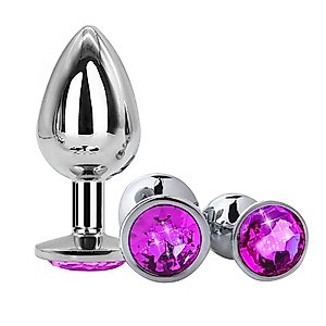 3 Size Solid Stainless Steel Suction Cup Realistic Classic Plug Double Headed (Purple)