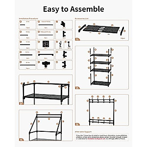 TIMEBAL Shoe Rack Coat Hat Rack, Stackable Shoe Storage Organizer, holds 8 Pair Shoes and Boots and hangs Coats & Hats, Durable Metal Pipes Shoe Shelf Organizer for Entryway, Hallway, Living Room