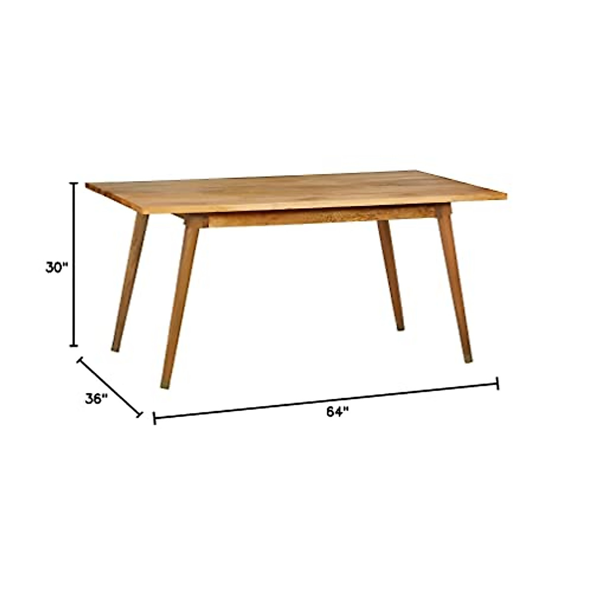 Amazon Brand - Rivet Clio Solid Rectangular Mango Dining table, Brown, 36" D x 64" W x 30" H