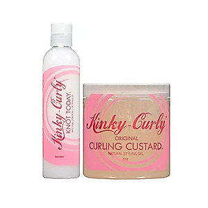 Kinky Curly Knot Today Leave In Conditioner/Detangler 8 oz + Curl Custard Gel 8 oz