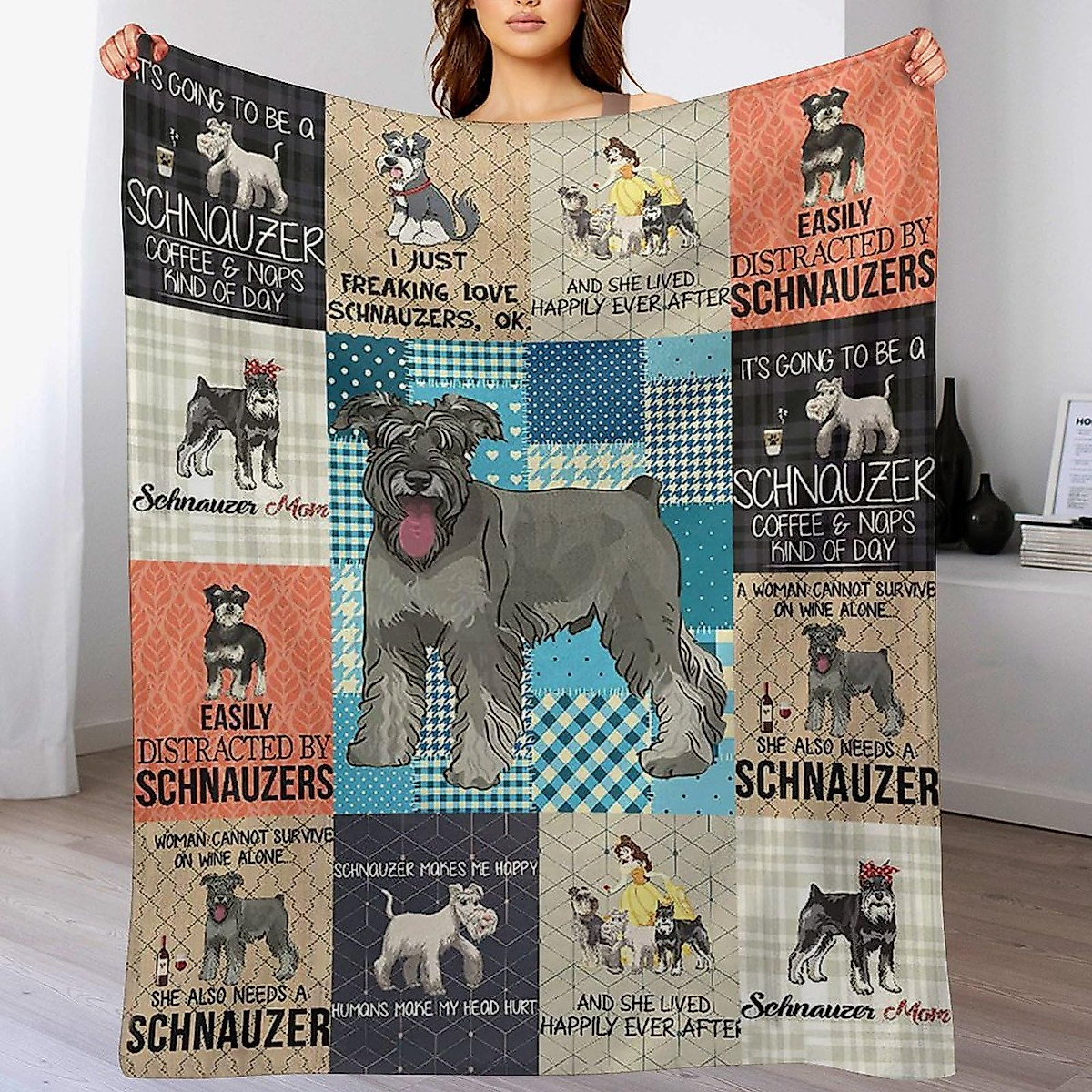 reoqeosy Schnauzer Blanket Schnauzer Dog Throw Blanket Retro Dog Stuff Animal Gifts for Girls Boys Dog Lovers Woman Adults Warm Comfort Plush Fleece Blanket Decor for Couch Sofa Bed 40"x50"