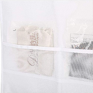 Cysline 600D White Polyester Dual-Sided Hanging Closet Organizers Holder 18 Mesh Pockets for Bra,Underwear, Socks, Accessories,Clothes Organizers 38x16
