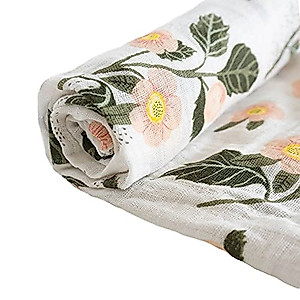 Red Rover Kids Cotton Muslin Swaddle - 47”x 47”- 100% Cotton – Machine Washable – Softer with Every Wash – Playful Designs -Soft, Breathable & Lightweight – Unisex (Blushing Bloom) RB0138