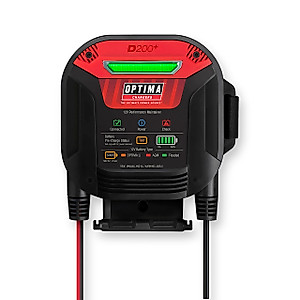 OPTIMA D200+ Battery Maintainer and Lithium Charger for 12 Volt Starting Batteries Including Lithium, AGM, Flooded and Powersports