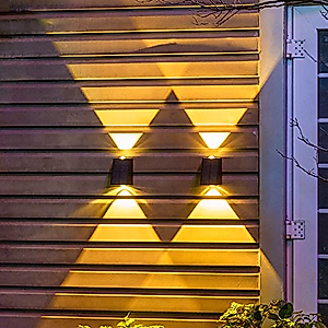 ASLIDECOR Solar Wall Lights UP and Down,Warm White Fence Lighting Waterproof Deck Step Light for Arbor Patio Yard