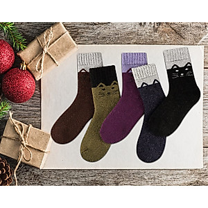 Heatuff Women's Winter Wool Socks Warm Soft Full Cushion Crew Socks (5 Pairs)