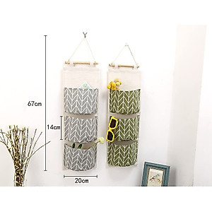 SHENDAF 3Pcs Wall Closet Hanging Storage Bag, Premium Linen Fabric Over The Door Organizer