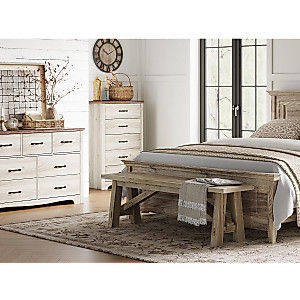 LINSY HOME 8 Drawer Double Dresser, Dresser for Bedroom, Farmhouse Dresser Chest with Wide Drawers, Wood Storage Chest of Drawers for Living Room