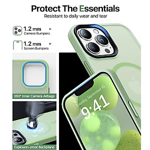 Maozis Magnetic Designed for iPhone 12 Pro Max Case [Compatible with Magsafe][Military Grade Drop Protection] Protective Shockproof Translucent Matte Slim Phone Case for iPhone 12 Pro Max, Mint Green
