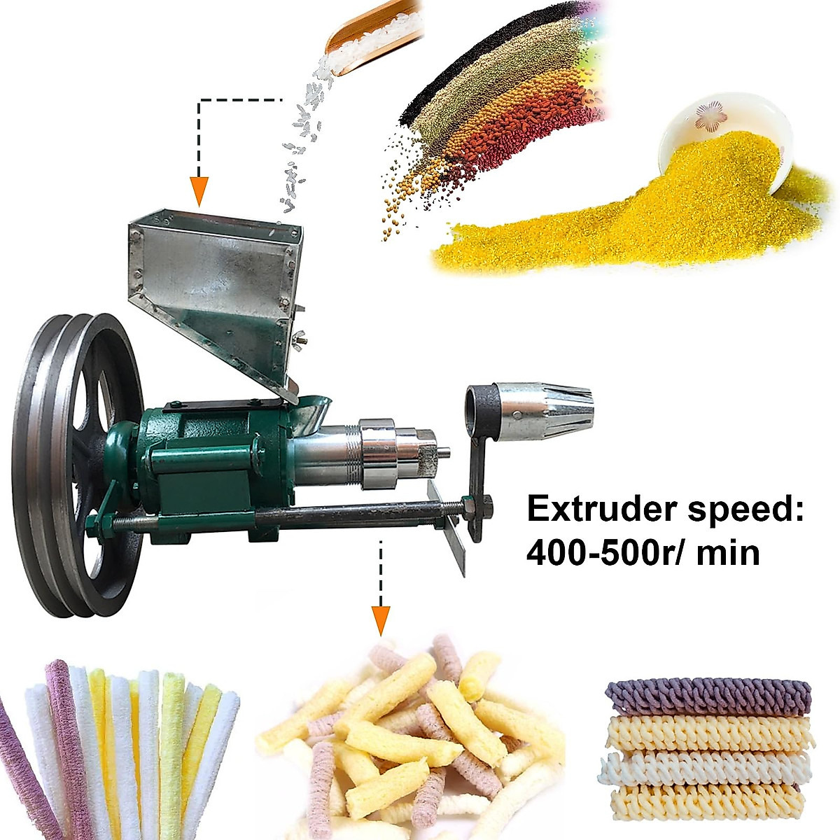 Generic Corn Puffed Food Extruder with Support Frame Extruding Food Puffing Machine with 7 Molds Rice Corn Puffing Snack Extrusion Machine for Kitchen Food Processing
