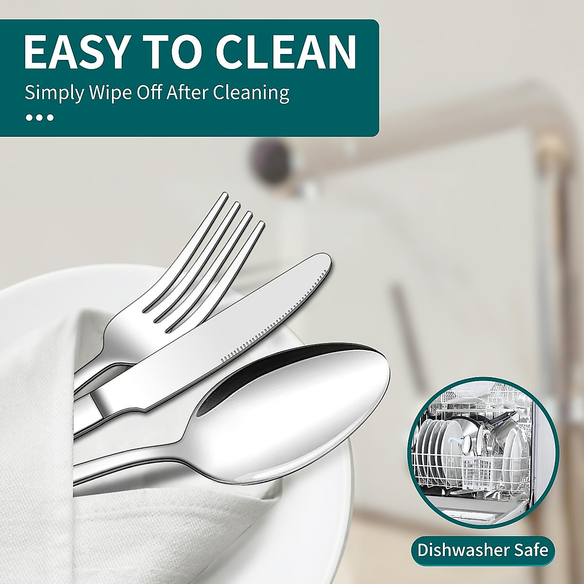 Silverware Set, ENLOY 20 Pieces Stainless Steel Flatware Cutlery Set, Include Knife Fork Spoon, Mirror Polished, Dishwasher Safe, Service for 4